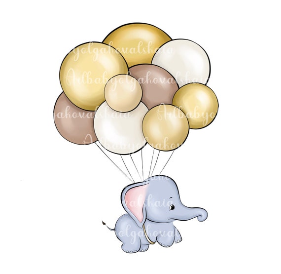 Baby Shower Elephant Clipart Yellow