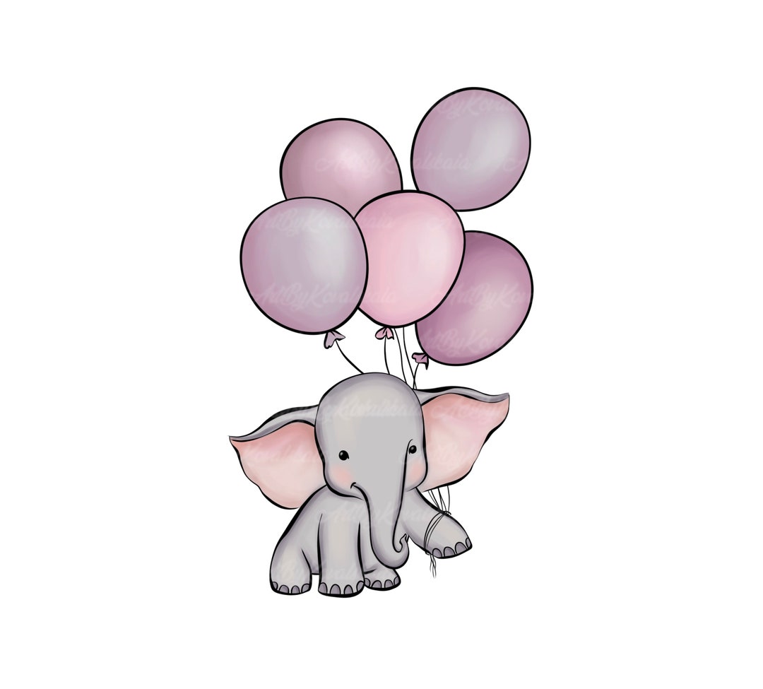 Elephant Clipart, Elephant, Pink Balloons PNG, Baby Shower Girl ...