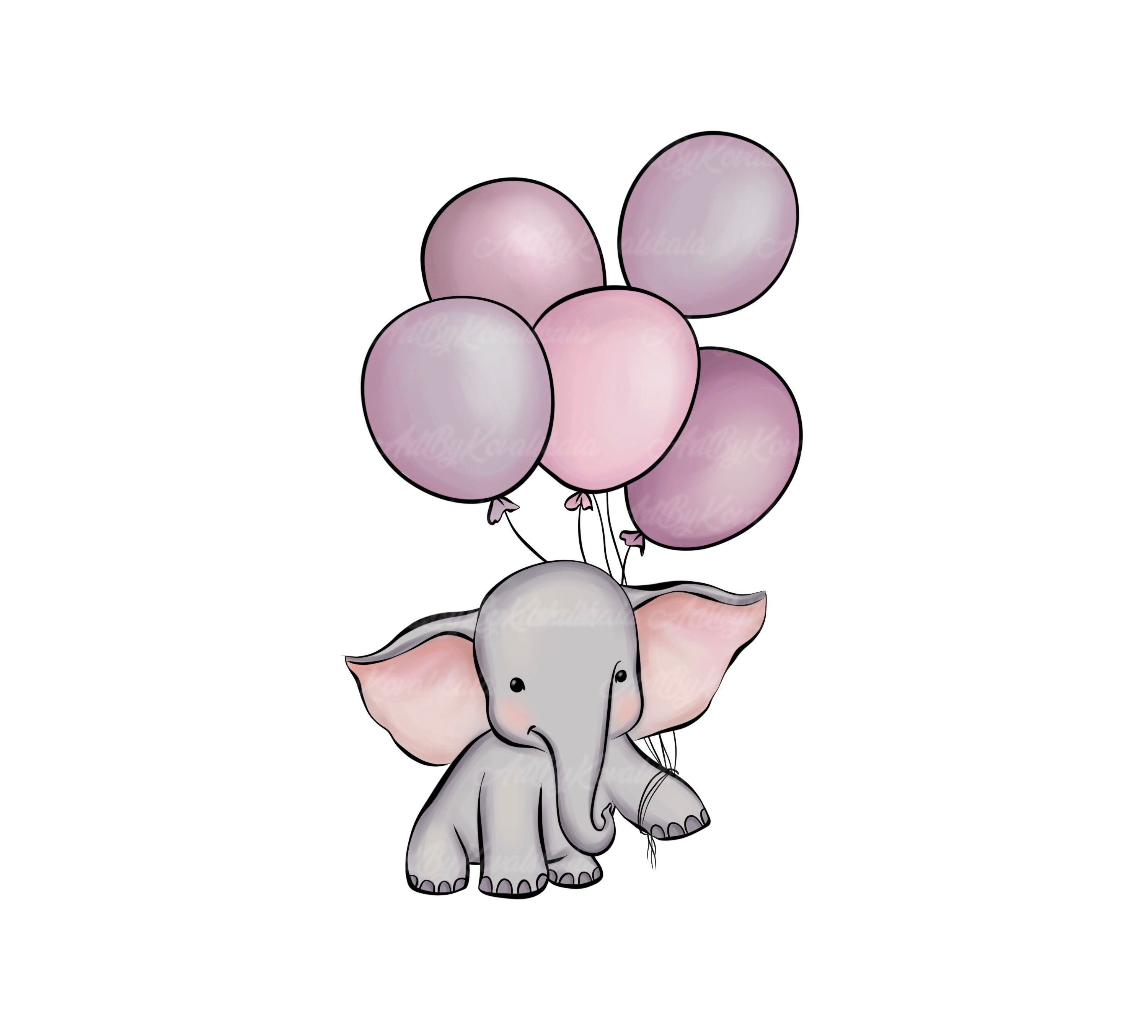 Elephant Clipart, Elephant, Pink Balloons PNG, Baby Shower Girl ...