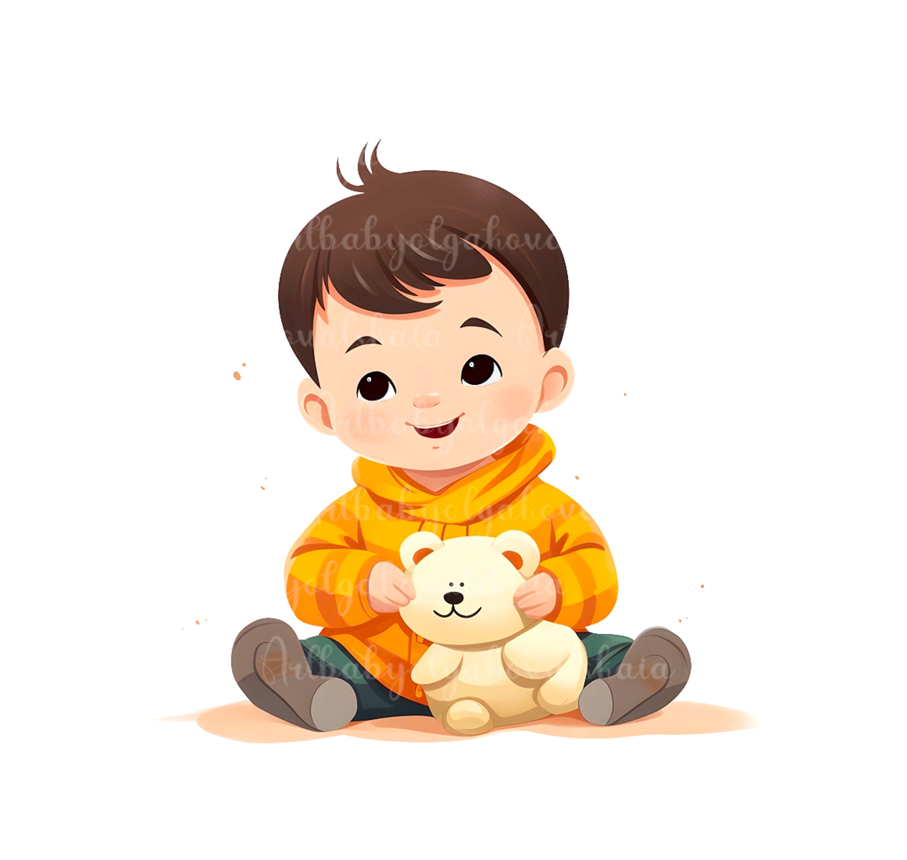 Baby Boy PNG, Cute Boy Clip Art, Baby Shower Clipart, Digital Download ...