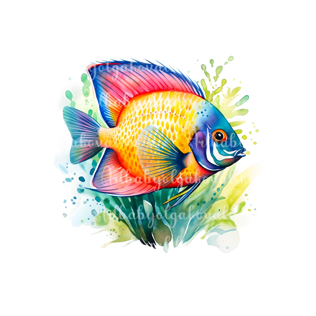 Watercolor Fish Clipart, Tropical Fish PNG, Digital Download - Etsy