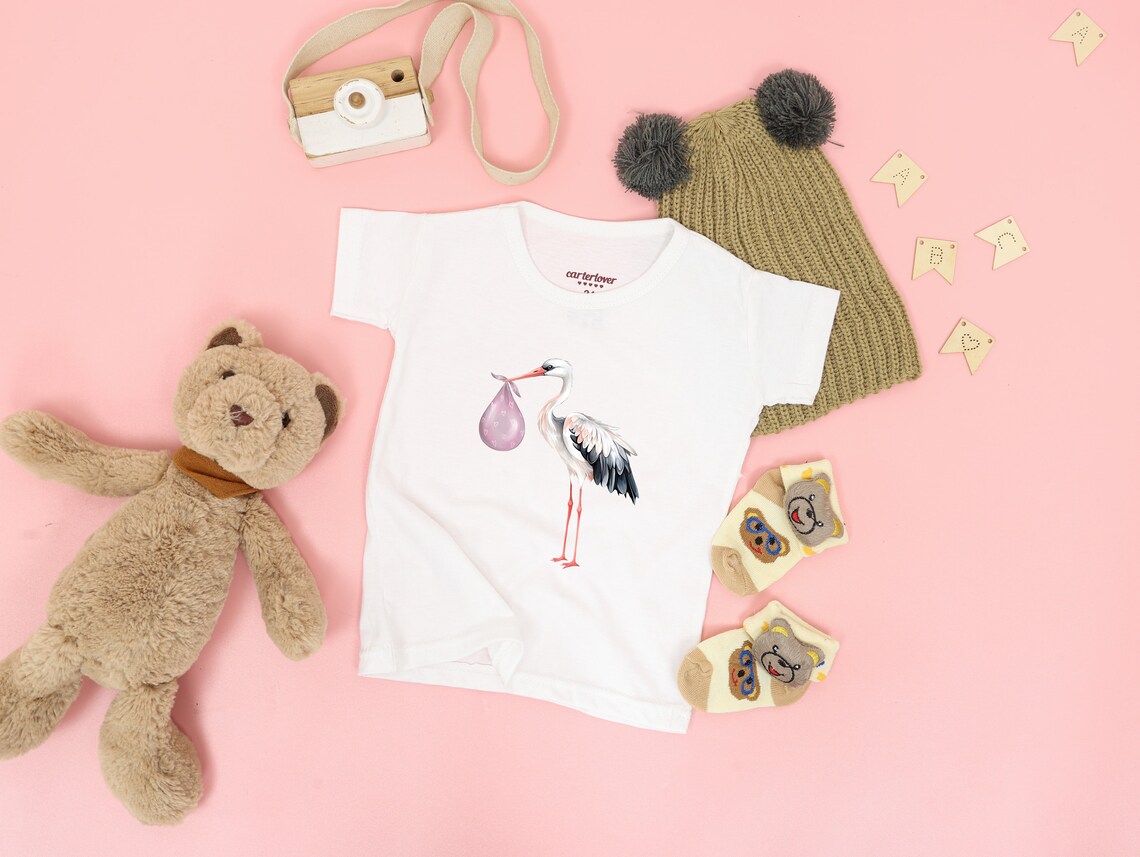 Stork Baby Shower Clipart Stork PNG Gender Reveal Baby - Etsy