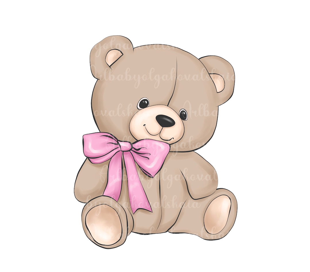 Teddy Bear Clipart, Cute Teddy Bear PNG, Baby Shower Girl, Digital ...