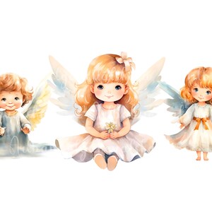Watercolor Angels PNG, Child Angel Clipart, Baby Shower, Digital ...