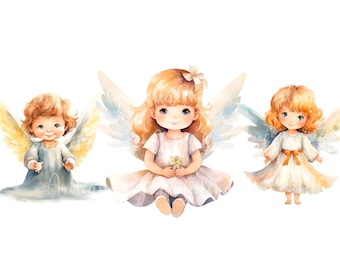 Watercolor Angel Clipart PNG, Child Angel, Baby Shower, Digital Download - Etsy