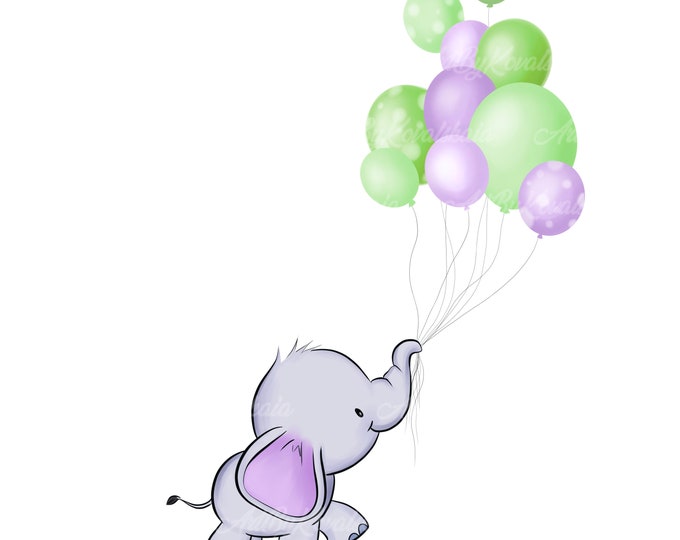 Nursery Clipart - Baby Elephant Clip Art Balloon Elephants With ...