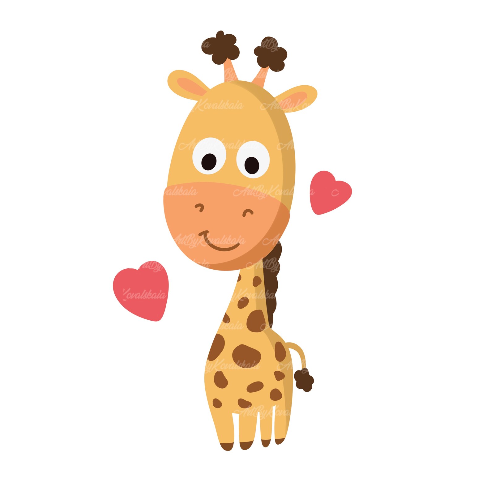 Giraffe Clipart, Cute Giraffe PNG, Valentines Day Clipart, Digital ...