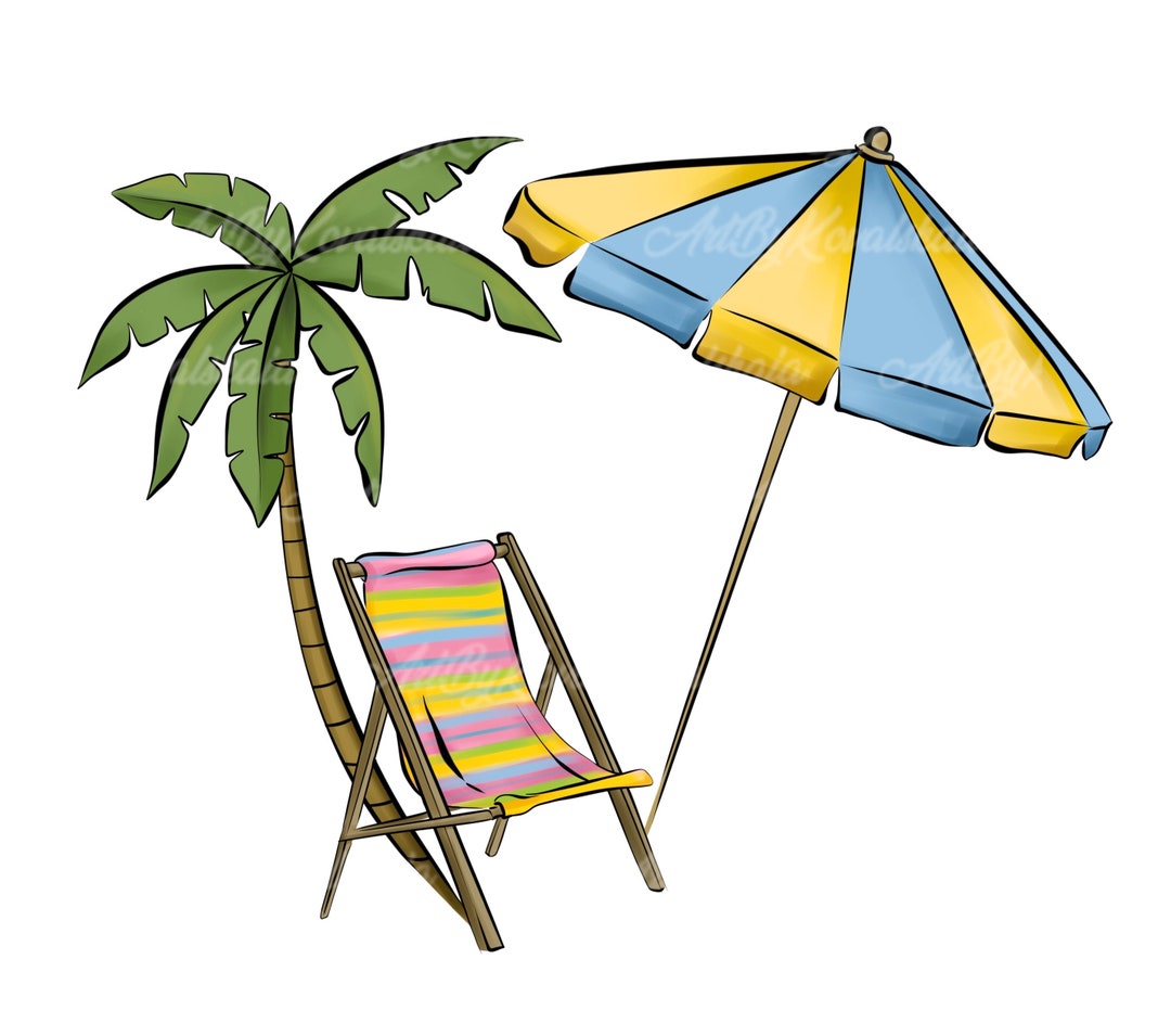 Summer Clipart PNG, Vacation Clip Art, Palm Tree, Beach, Digital ...