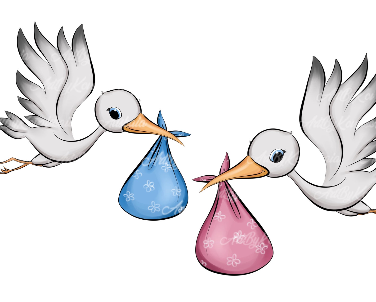 Cicogna Clipart, Cicogna PNG, Baby Shower Clipart, Download digitale ...