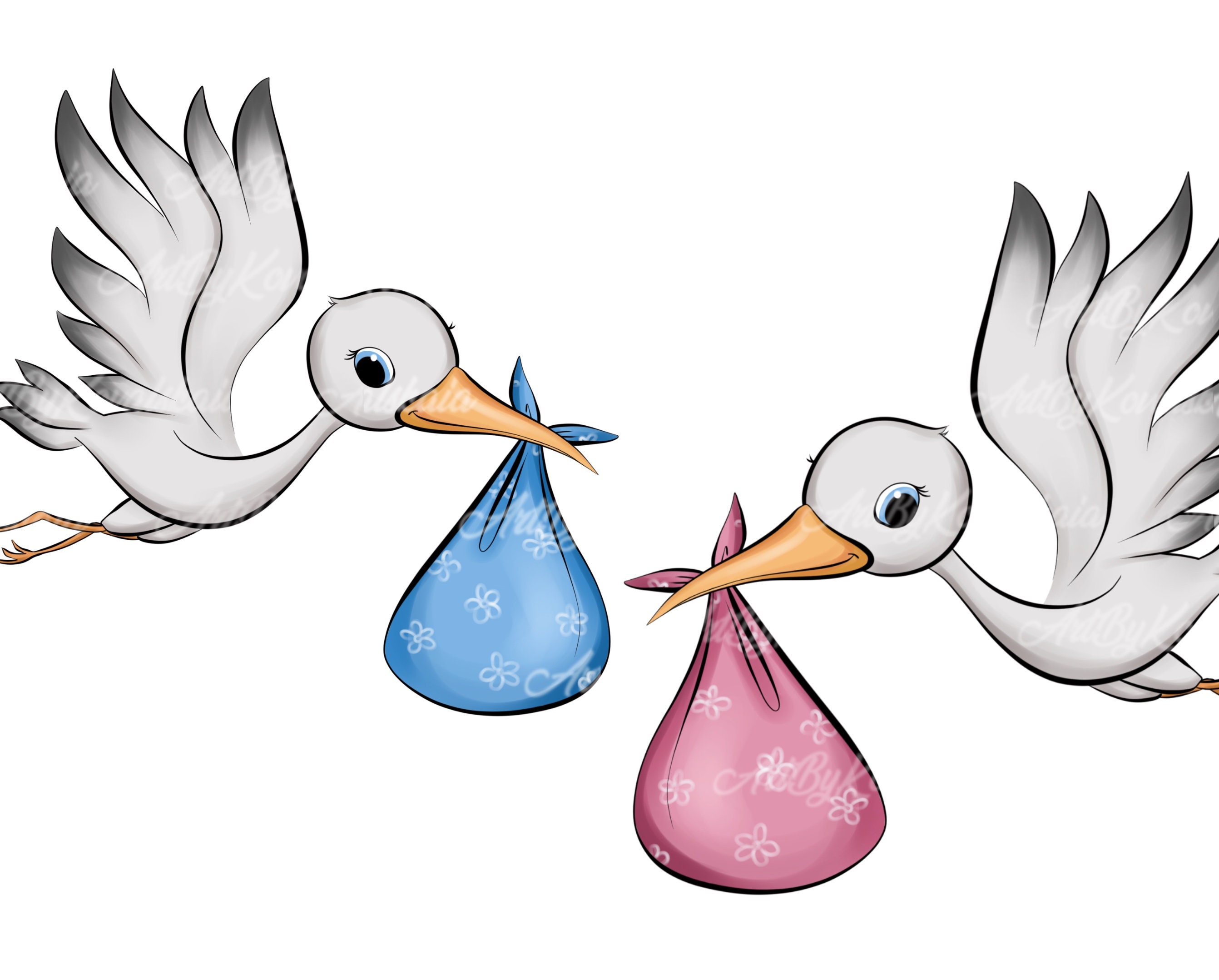 Stork Clipart, Stork PNG, Baby Shower Clipart, Digital Download - Etsy