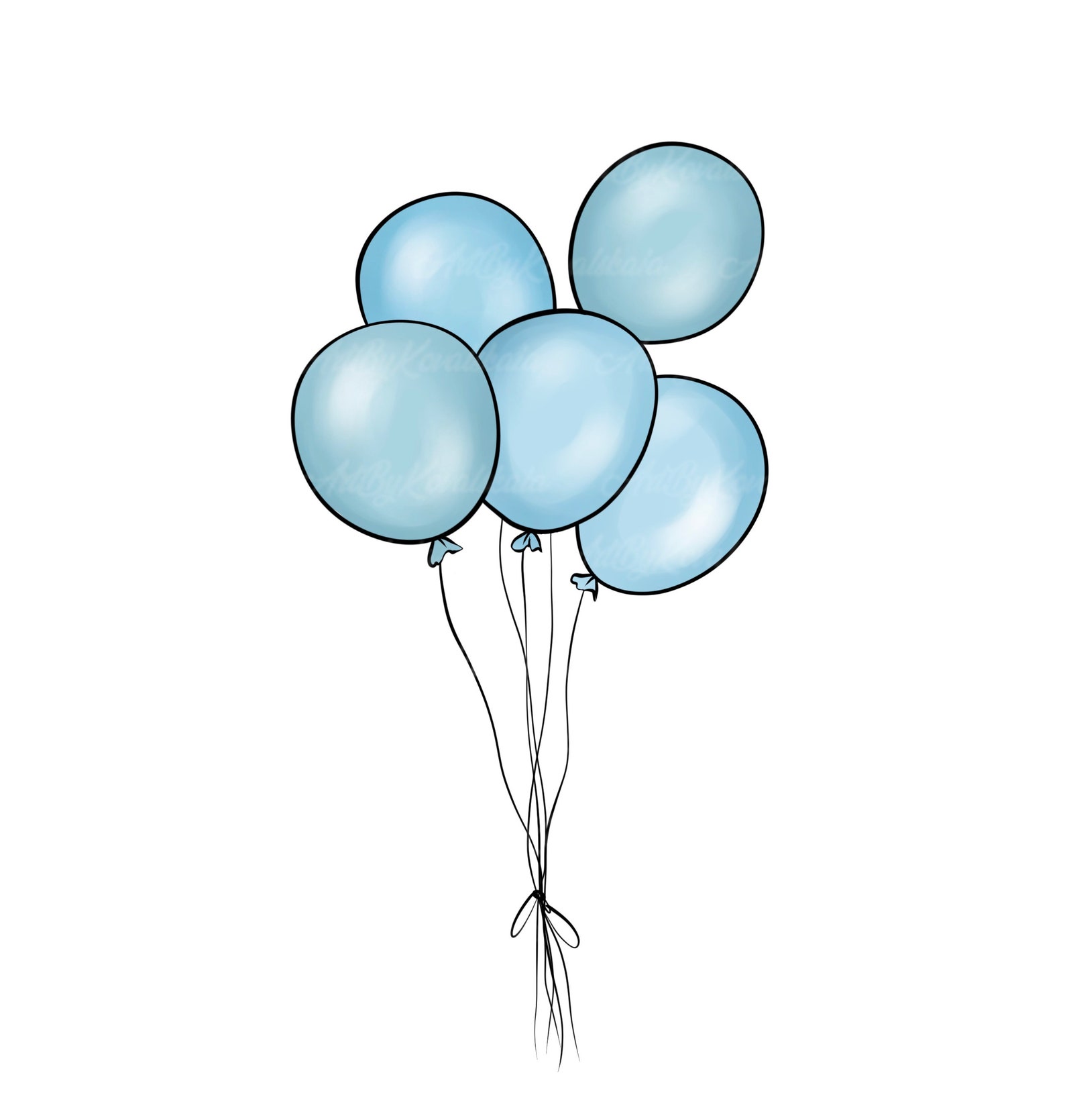 Balloons PNG, Blue Balloons Clip Art, Birthday Clipart, Digital ...