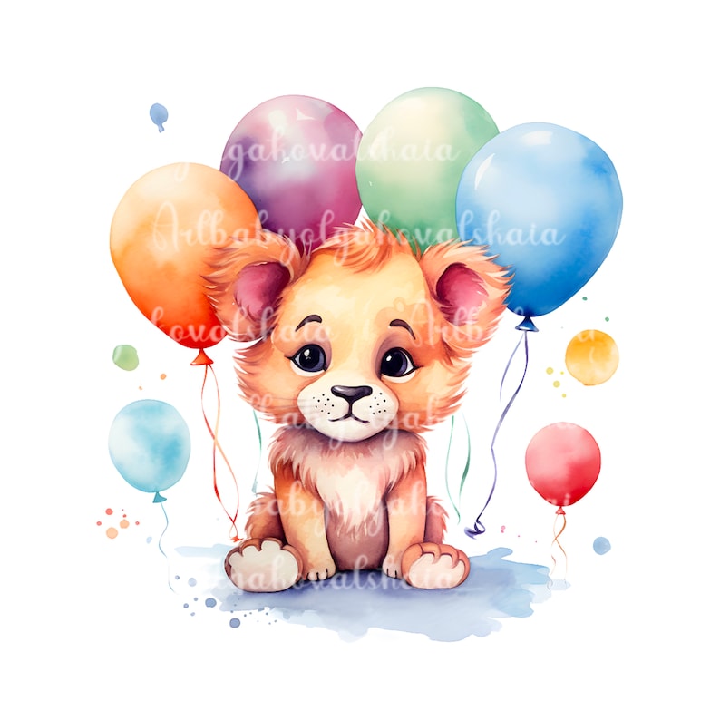 Watercolor Lion Clipart, Cute Lion PNG, DIGITAL DOWNLOAD - Etsy