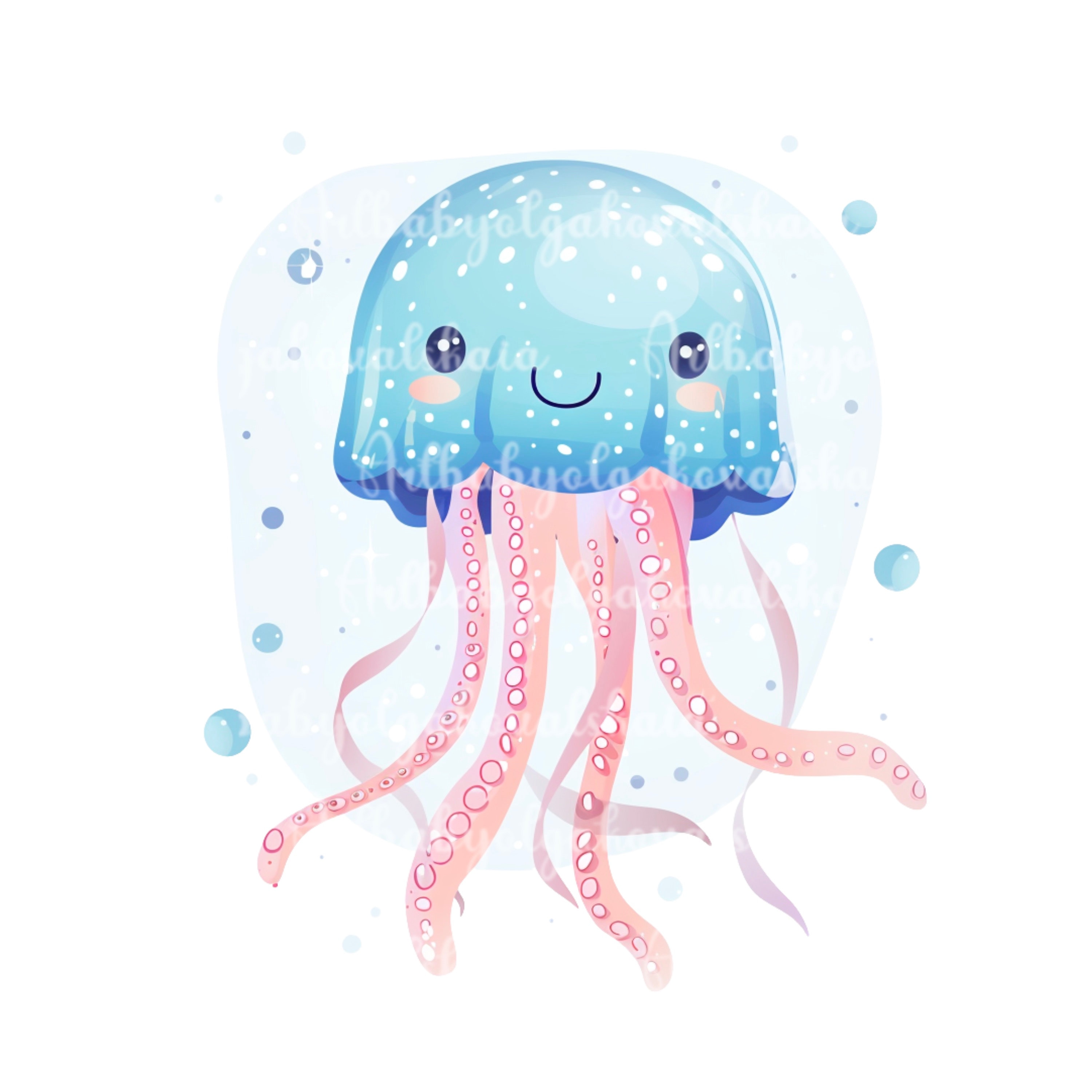 Jellyfish Clip Art, Cute Jellyfish PNG, Digital Download - Etsy