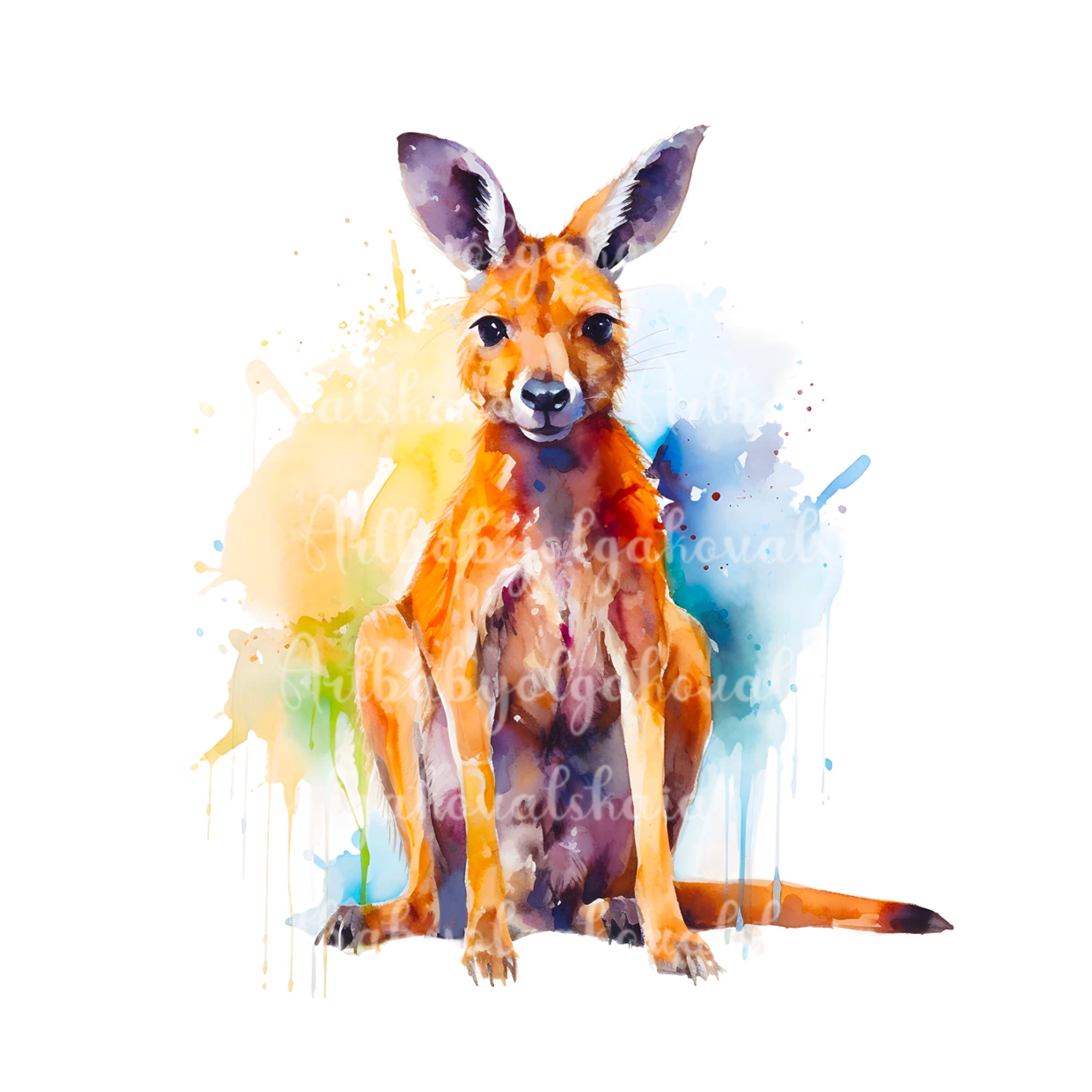 Watercolor Kangaroo PNG Kangaroo Clipart Digital Download - Etsy