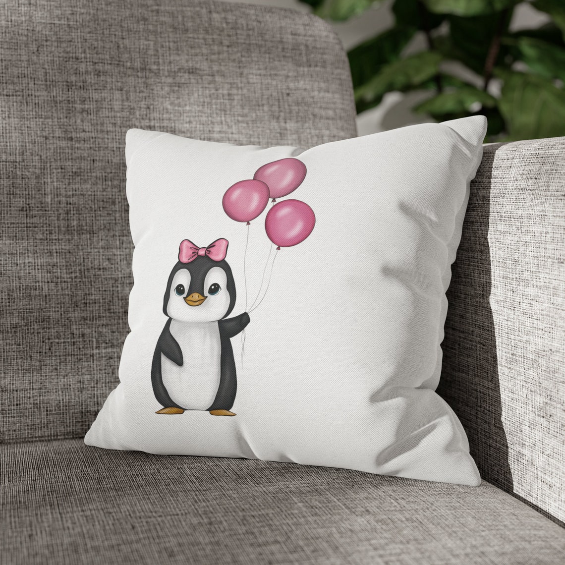 Penguin Clipart, Penguin With Balloons PNG, Baby Shower Girl, Digital ...