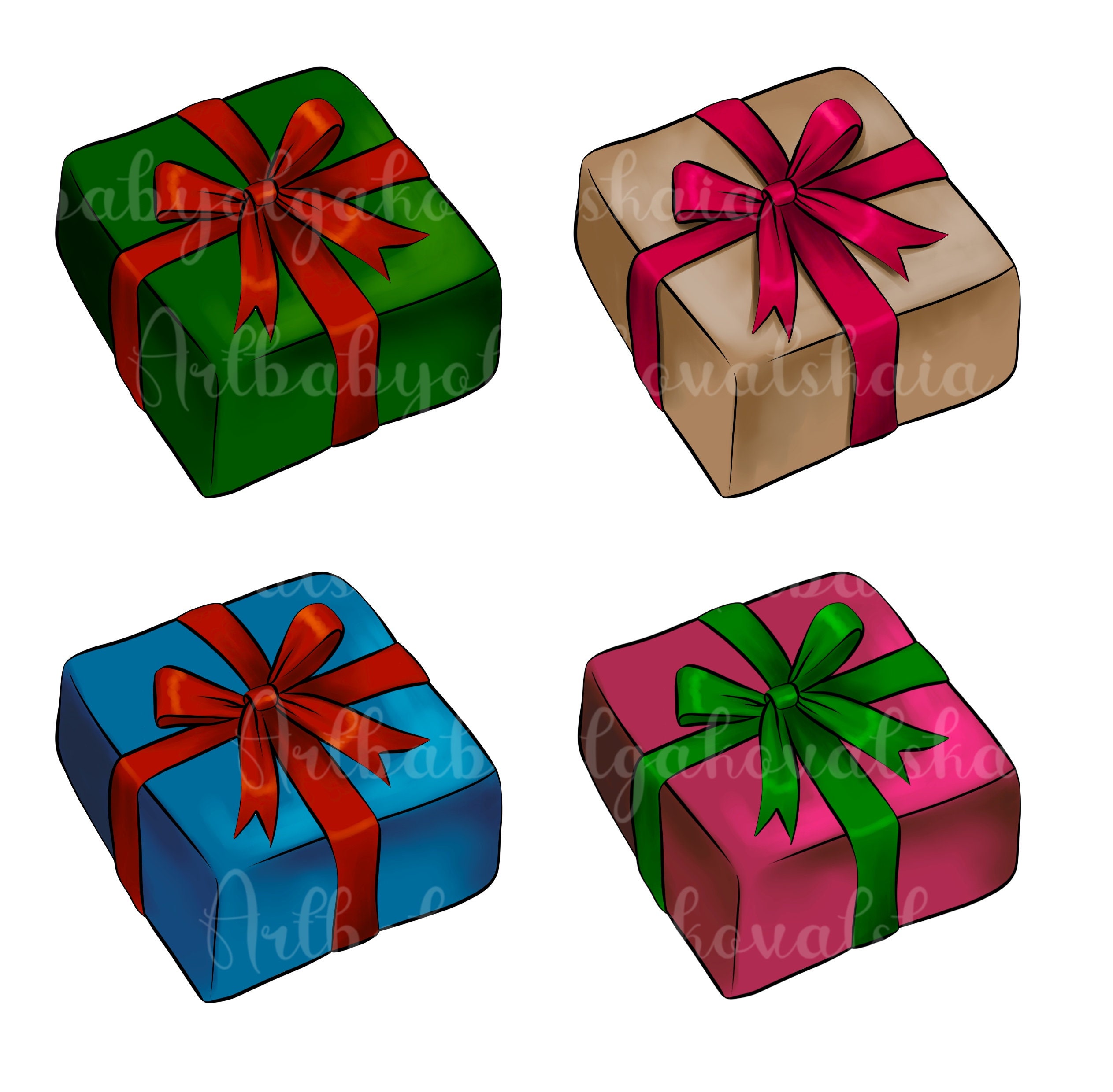Gift Box PNG Christmas Gift Bundle Clipart Digital Download - Etsy