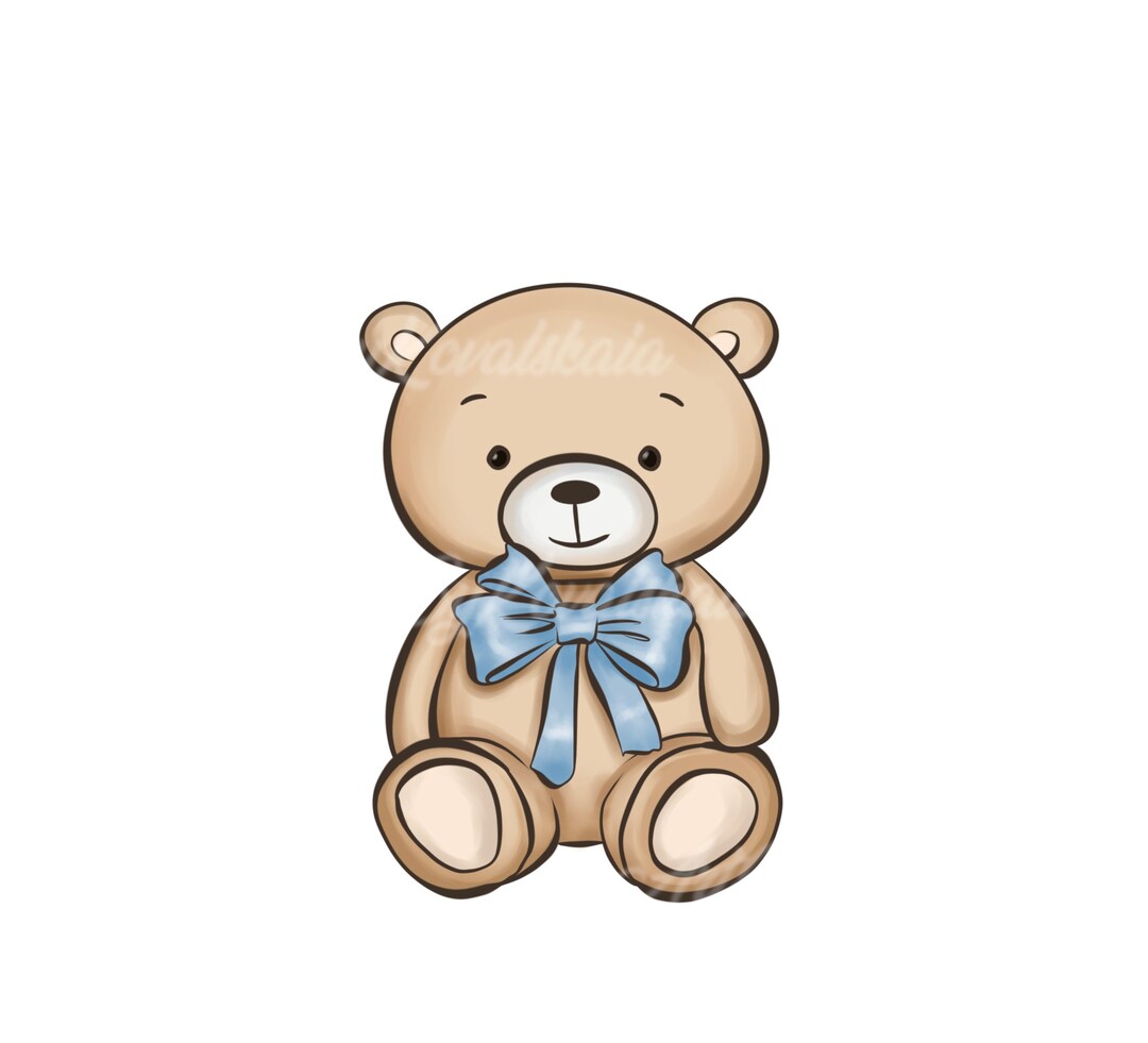 Teddy Bear Clipart, Cute Teddy Bear PNG, Baby Shower Boy, Digital ...