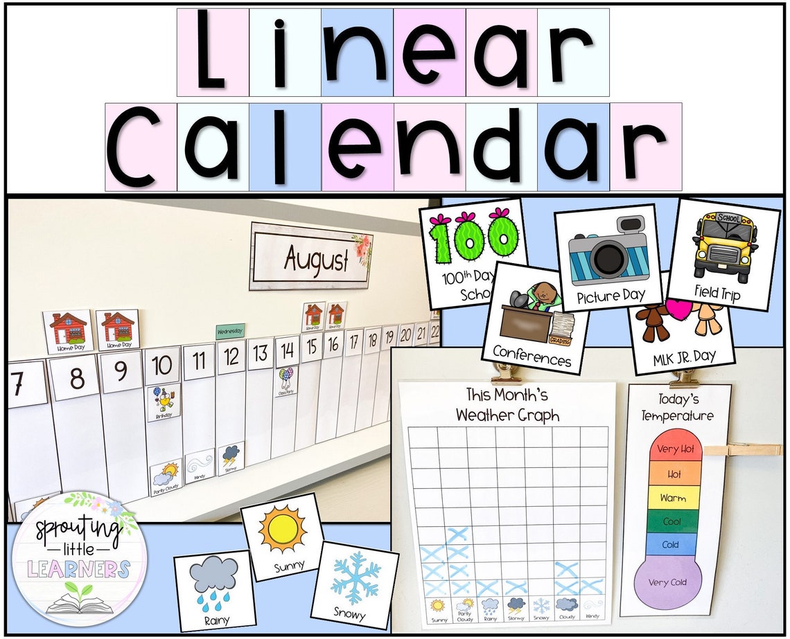 Linear Calendar and Weather Graph - Etsy