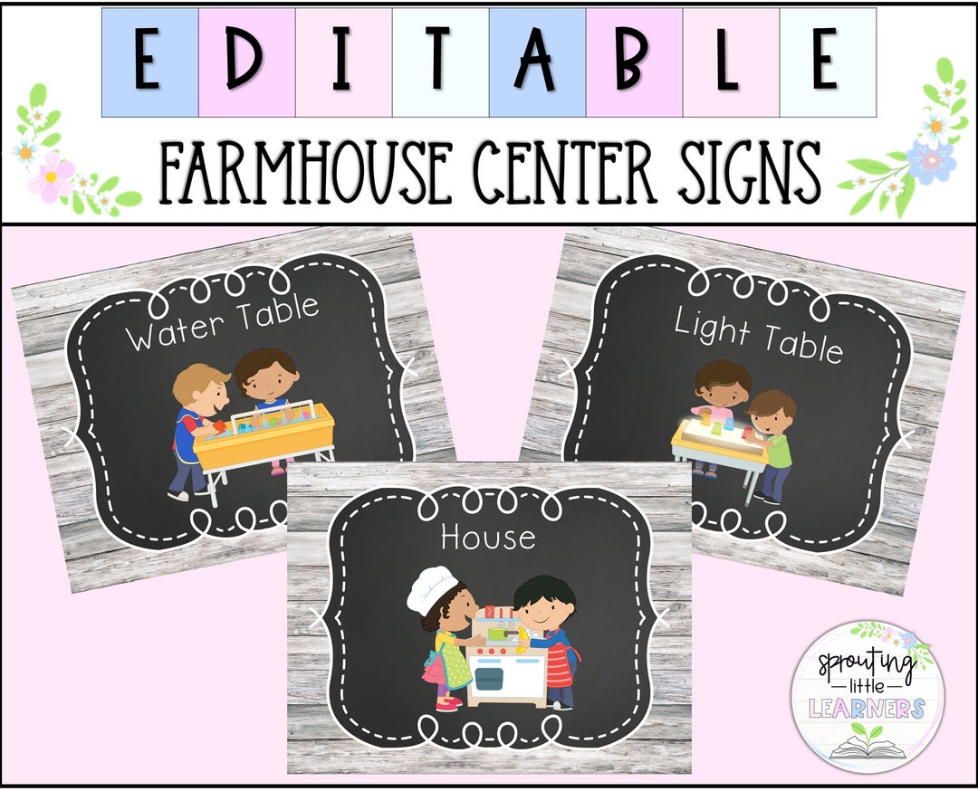 Editable Farmhouse Themed Center Signs - Etsy