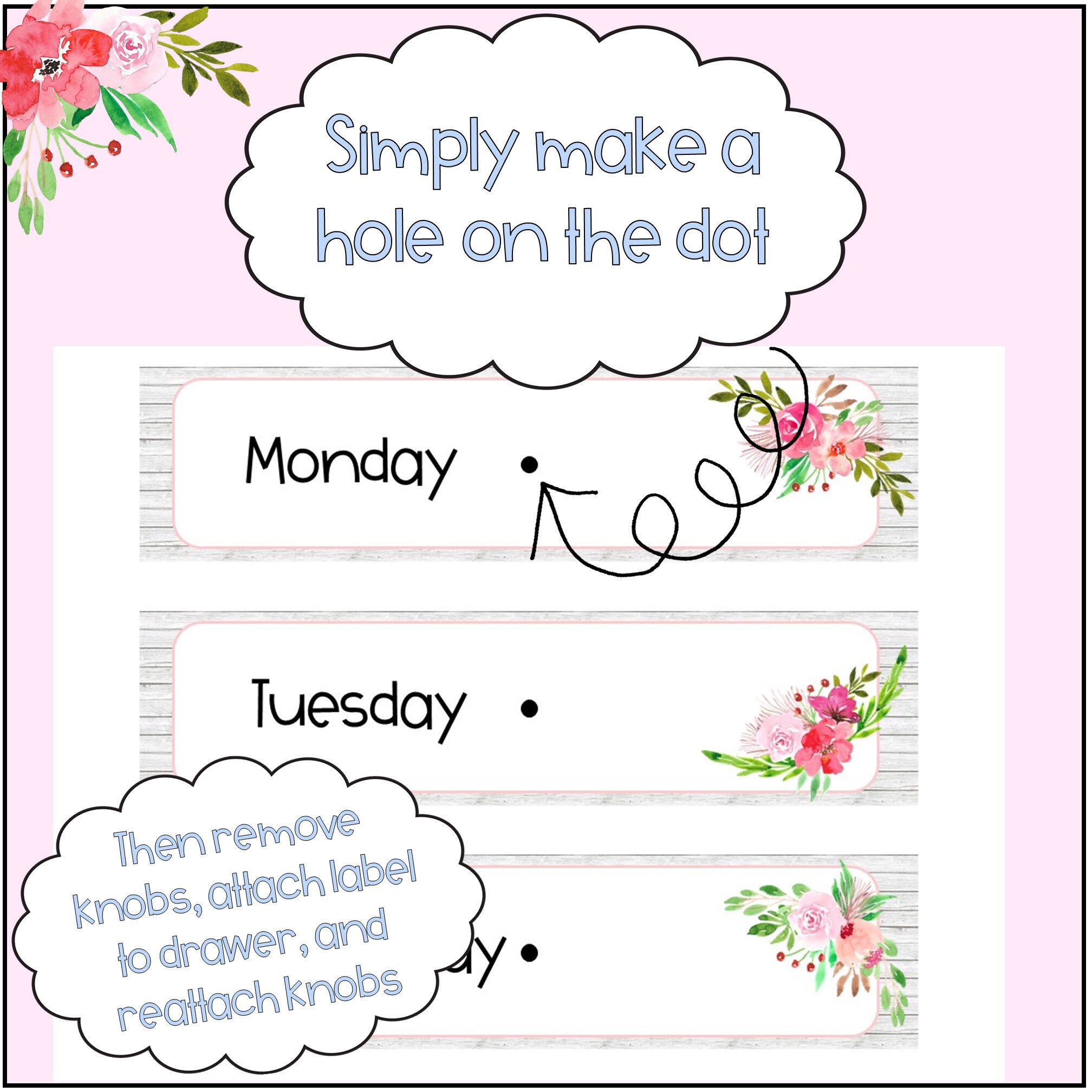 10 Drawer Cart Labels | Editable Farmhouse Themed - Etsy