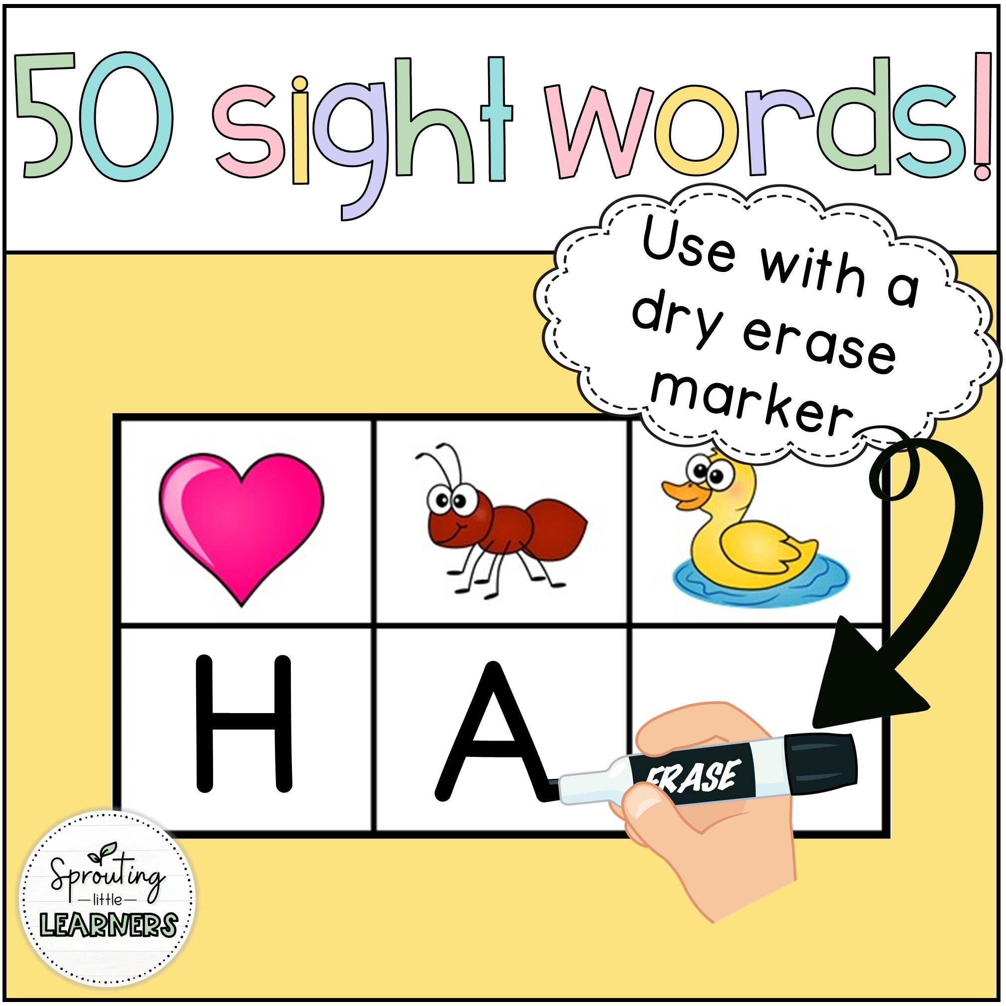Mystery Sight Word | Literacy Center Game - Etsy
