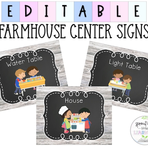 Farmhouse Classroom Center Signs Preschool Centers Daycare - Etsy