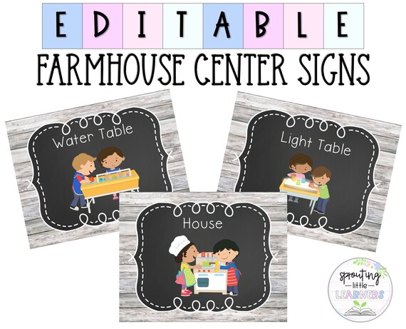 Farmhouse Classroom Center Signs Preschool Centers Daycare - Etsy