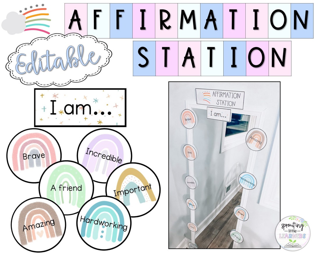 Boho Rainbow Affirmation Station | Editable - Etsy