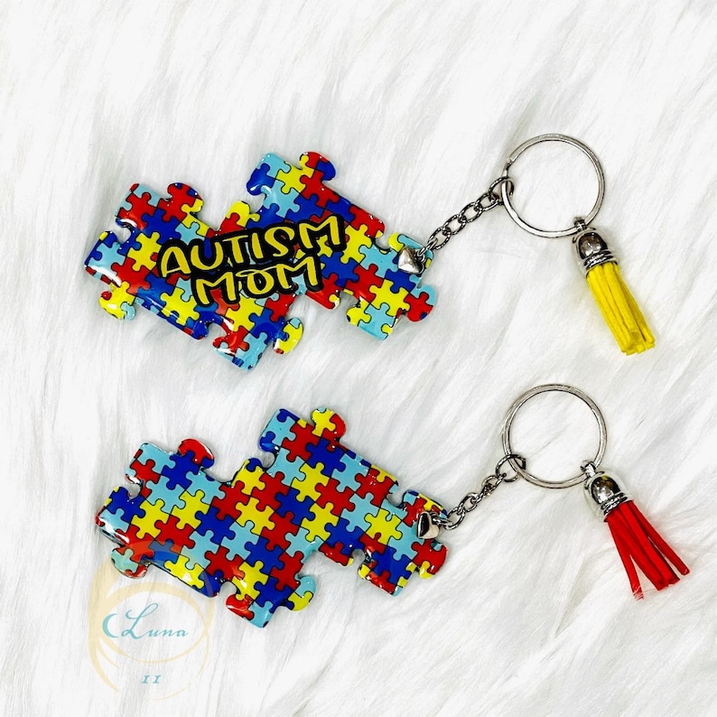 Autism Keychain, Autism Mom, Autism Dad, Autism Mom Keychain, Puzzle ...