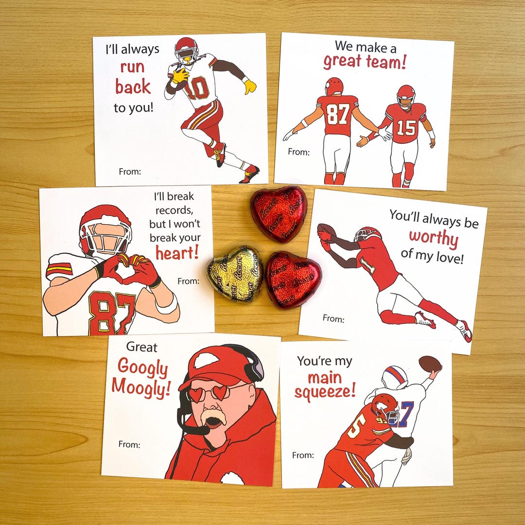 Chiefs Themed Valentine’s Day Cards Set - Etsy