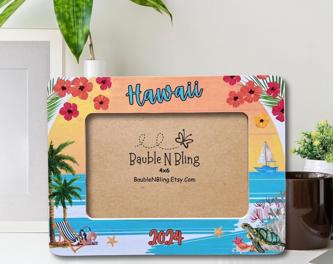 Personalized Hawaii Vacation Picture Frame, 4x6 Photo Frame, Family ...