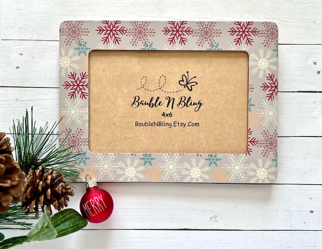 Rustic Snowflake Decoupage Christmas Picture Frame, 4x6 and or 5x7 ...