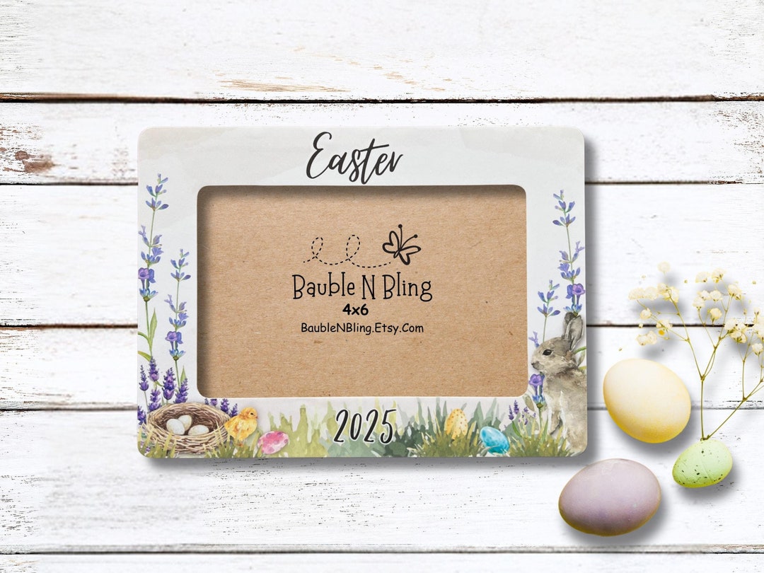 Personalized Easter 2025 Picture Frame, Easter Bunny Photo Frame, 4x6 ...