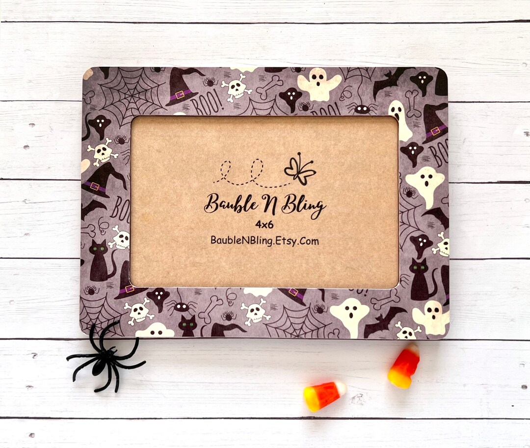 Halloween Picture Frame With Ghosts Bats and Cats Ghost - Etsy