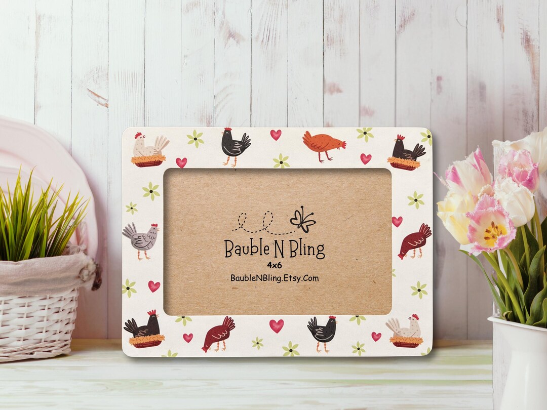 Chicken Picture Frame, Hen and Rooster Photo Frame, Gift for Chicken ...