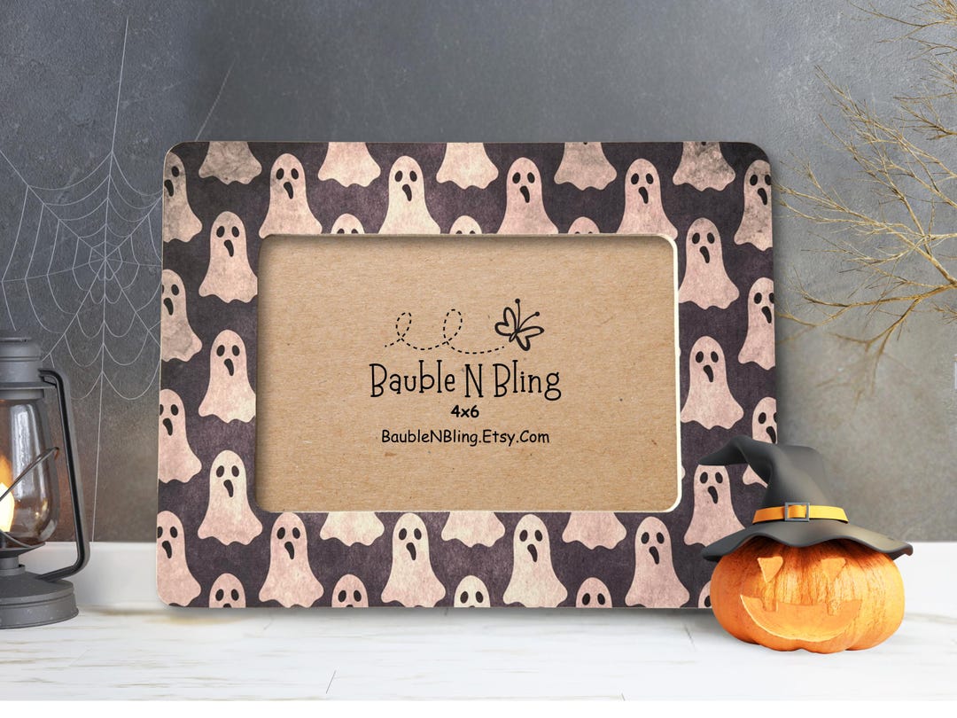 Halloween Ghost Picture Frame, Halloween Frame, Vintage Look Halloween ...
