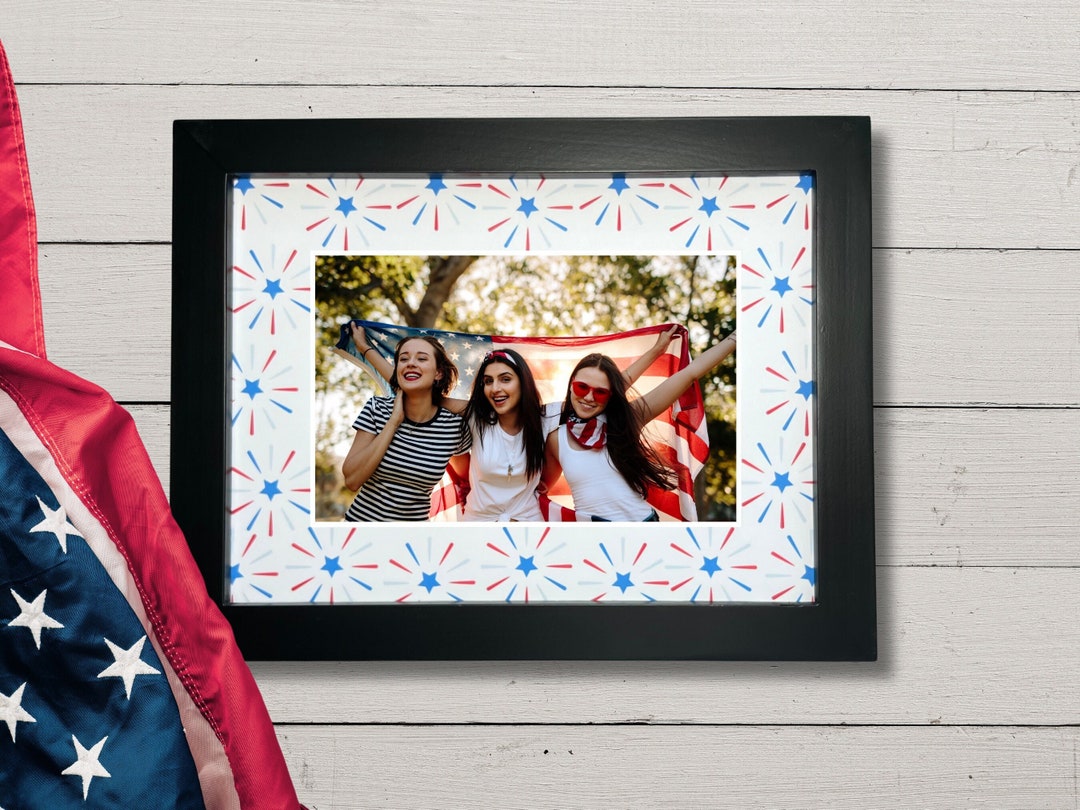 4th of July Fireworks Picture Frame for 4x6 or 5x7 Photo, Independence ...