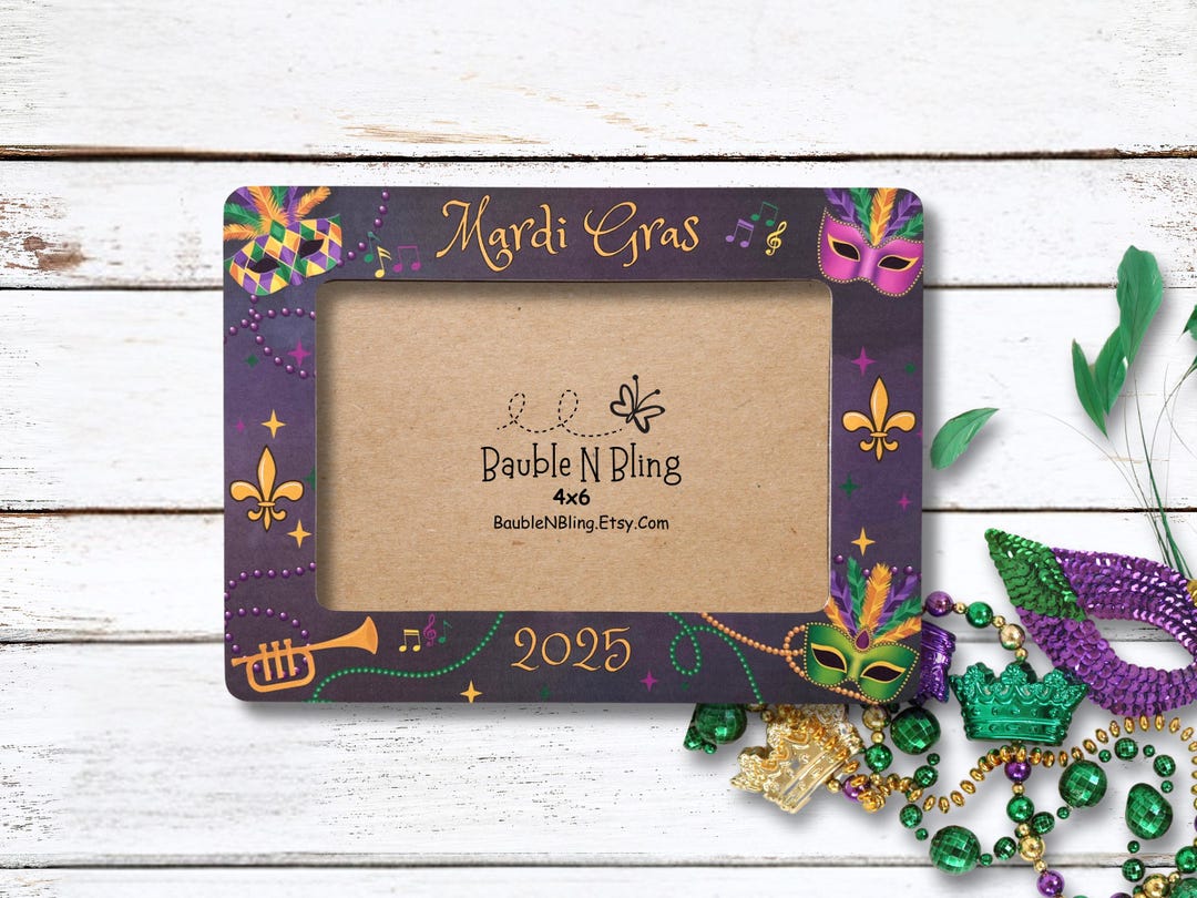 Mardi Gras Picture Frame, Personalized 2025 Mardi Gras Photo Frame, 4x6 ...