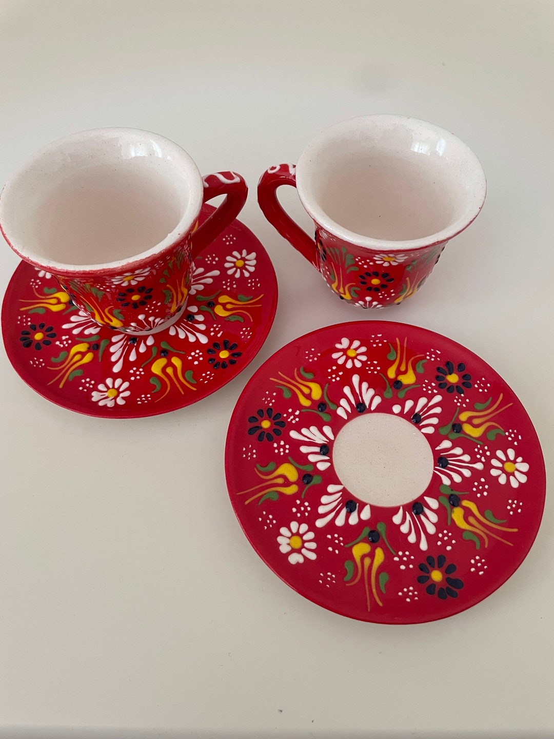 Espresso Ceramic Coffee Cups and Saucers Set, Traditional Coffee Cup ...