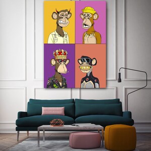 BAYC Collection Canvas, Monkey Wall Art, Crypto Wall Art, Bored Ape ...