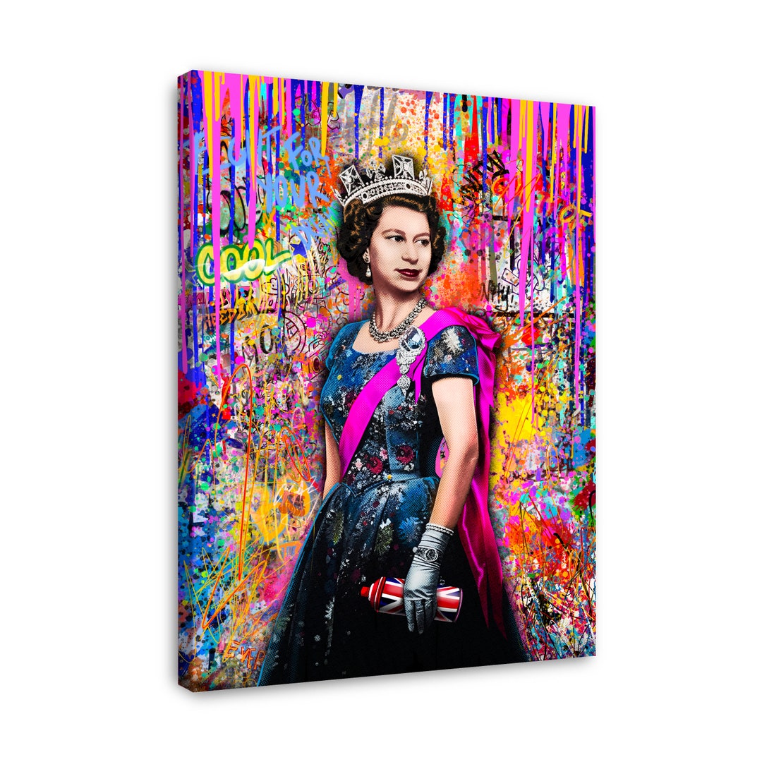 Queen Elizabeth Print, Graffiti Wall Art, Pop Art Wall Art, Famous Art ...