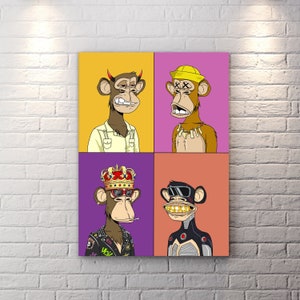 BAYC Collection Canvas, Monkey Wall Art, Crypto Wall Art, Bored Ape ...
