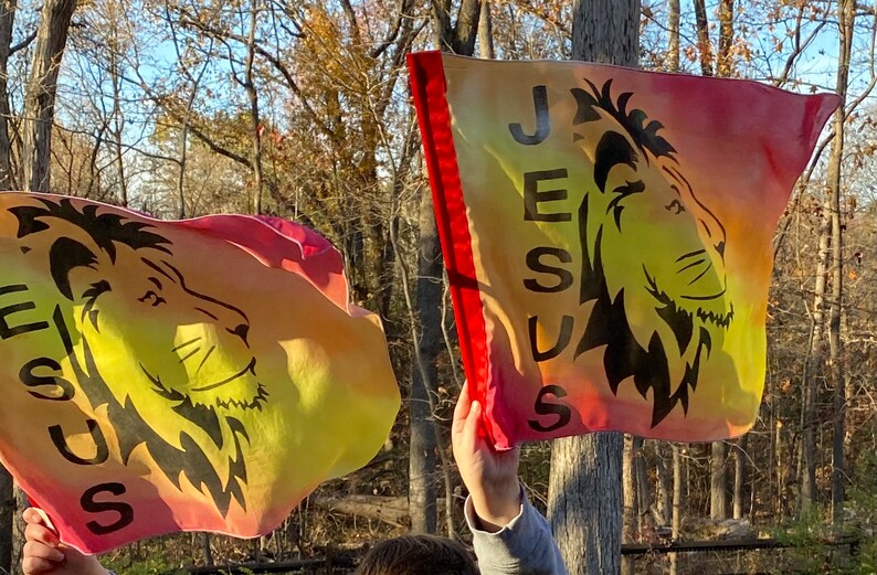 Lion Worship Flag Silk Small/child Praise Flags - Etsy