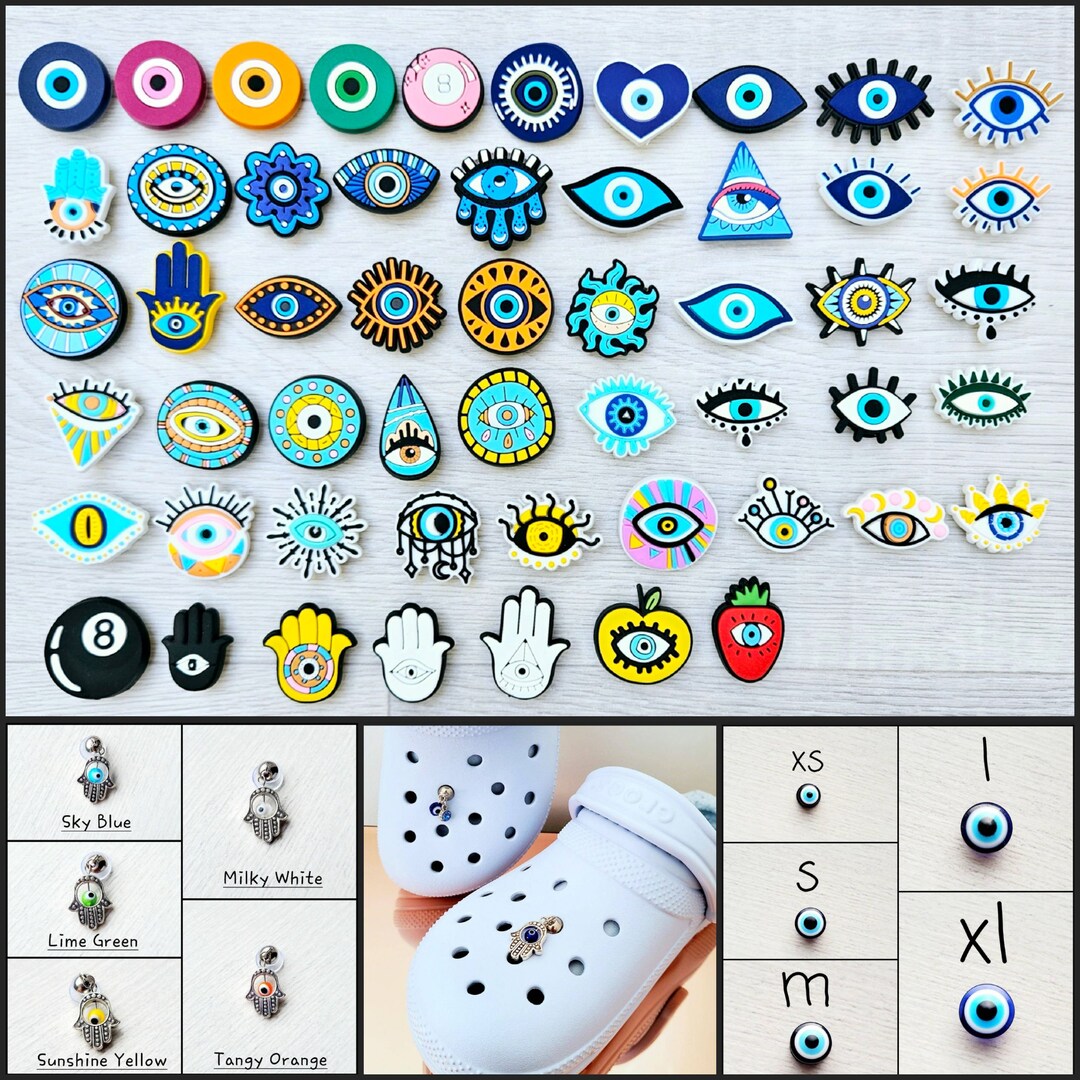 Evil Eye Turkish Jibbitz Blue Green Pink Orange Metal Hansa Hand Resin ...