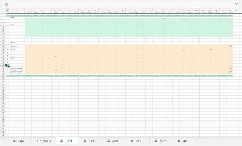Excel Budget Template - Etsy