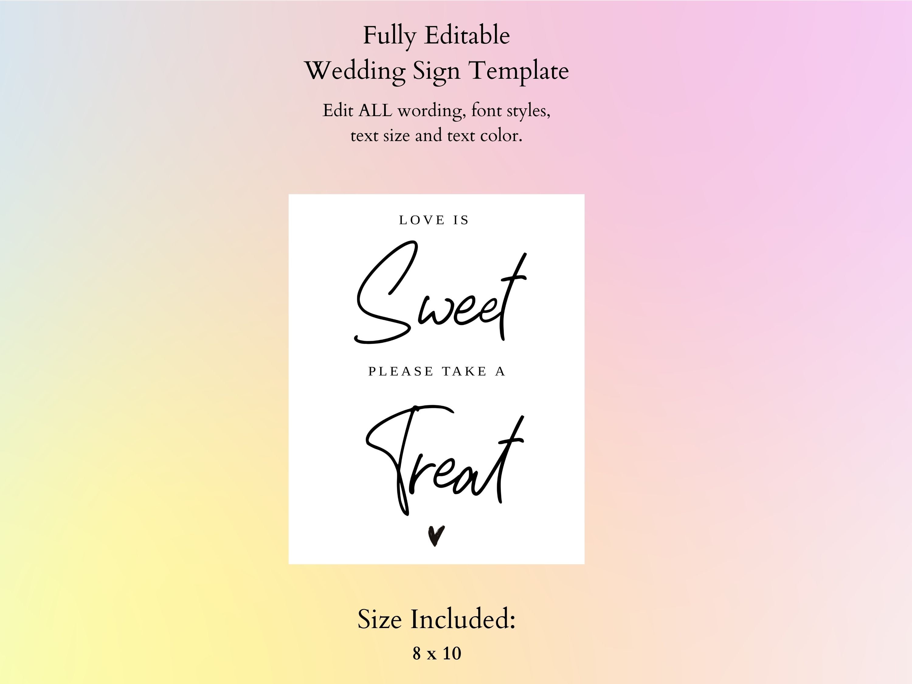 Love is Sweet Sign Printable, Calligraphy Wedding Take a Treat Sign ...