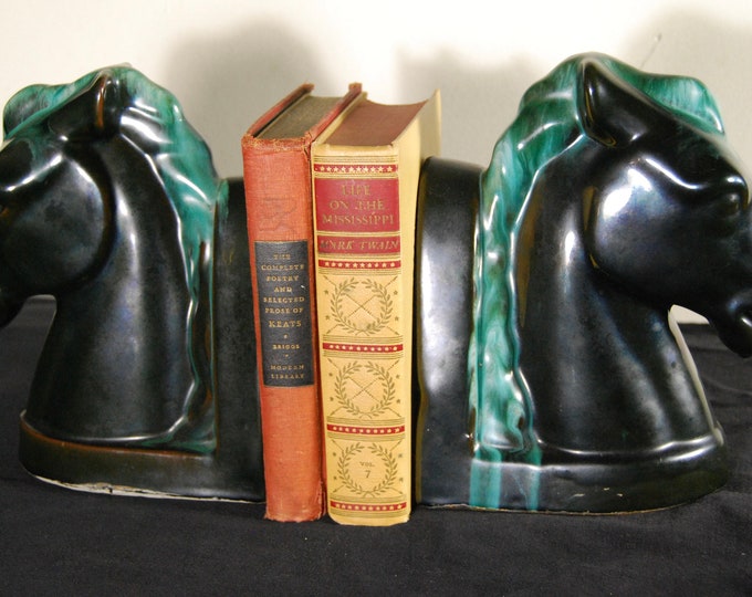 BMP HORSE BOOKENDS - Blue Mountain Pottery Horse Head Bookends - Etsy