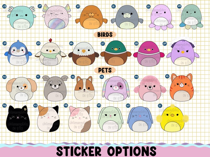 90 Designs Customizable Squishmallow Sticker Premium Vinyl - Etsy