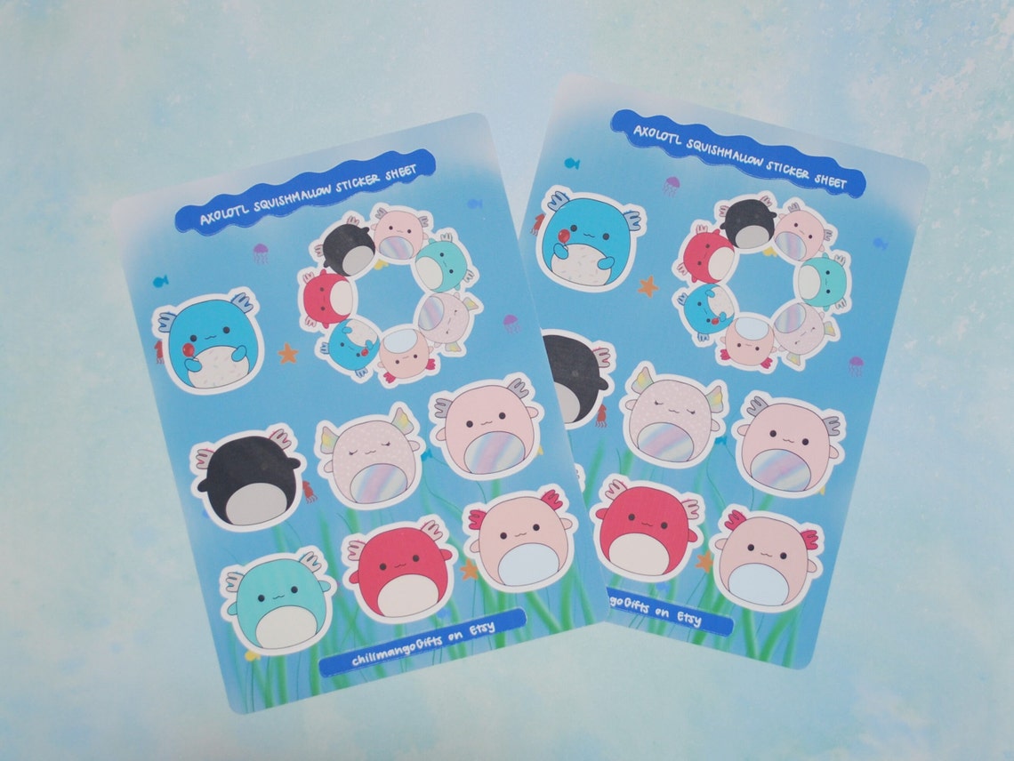 Squishmallow Axolotl Sticker Sheet Archie Squishmallow - Etsy