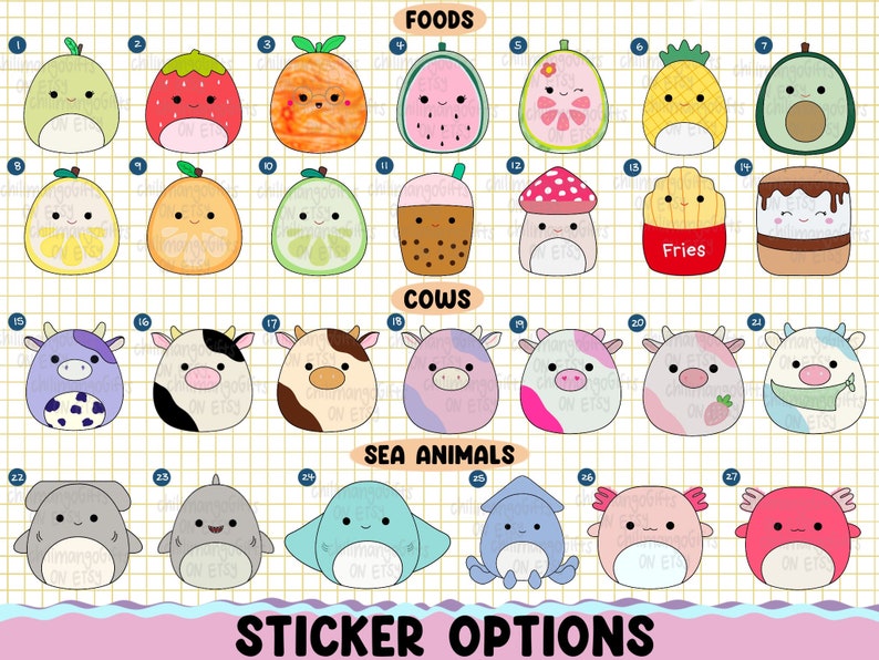 90 Designs Customizable Squishmallow Sticker Premium Vinyl - Etsy